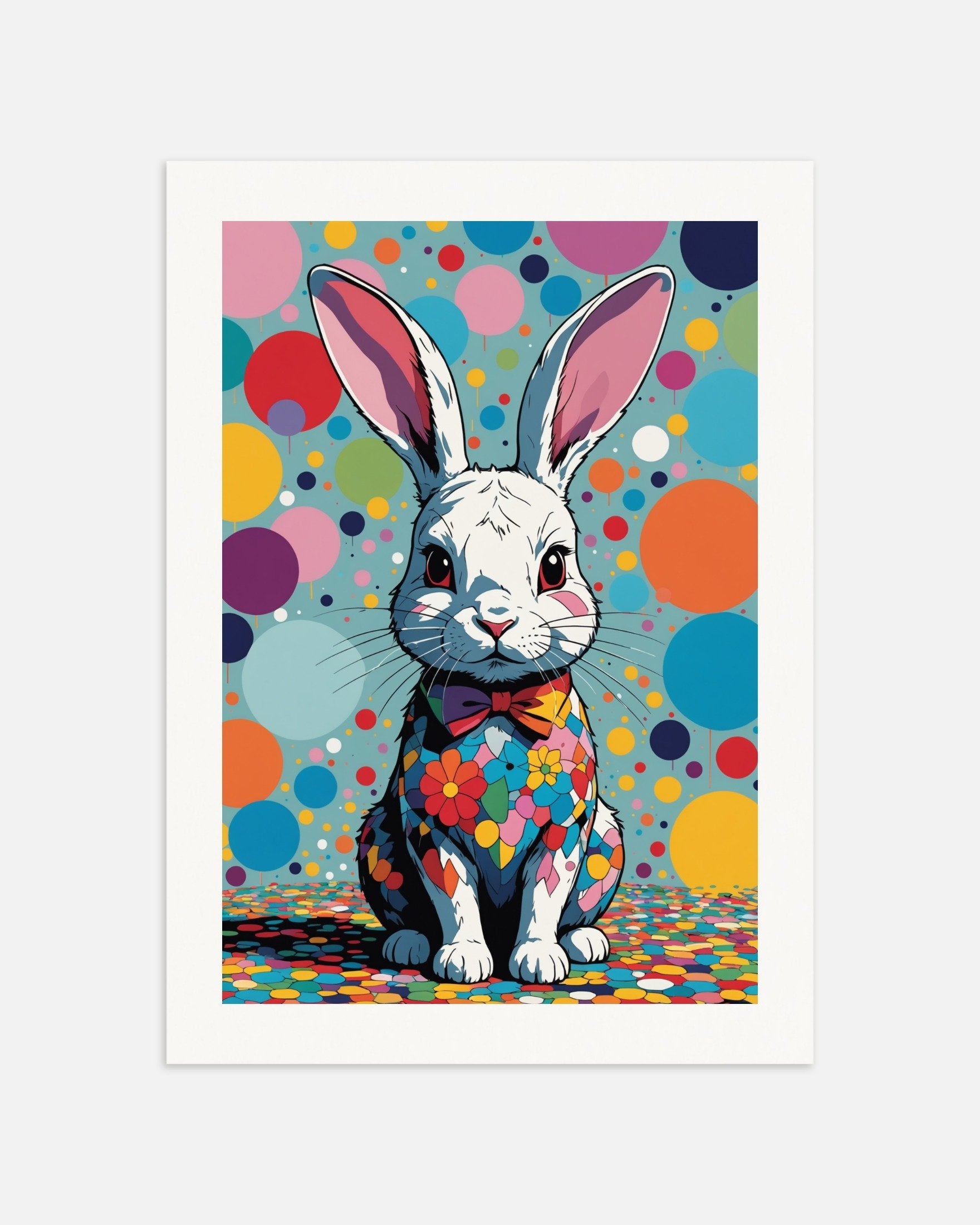 Poster lapin, art japonais kawaï coloré | Posterscape.fr